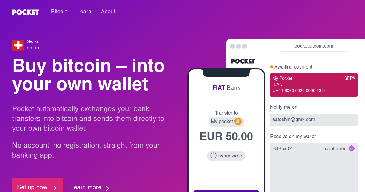 Pocket Bitcoin – Buy Bitcoin Into Your Own Wallet